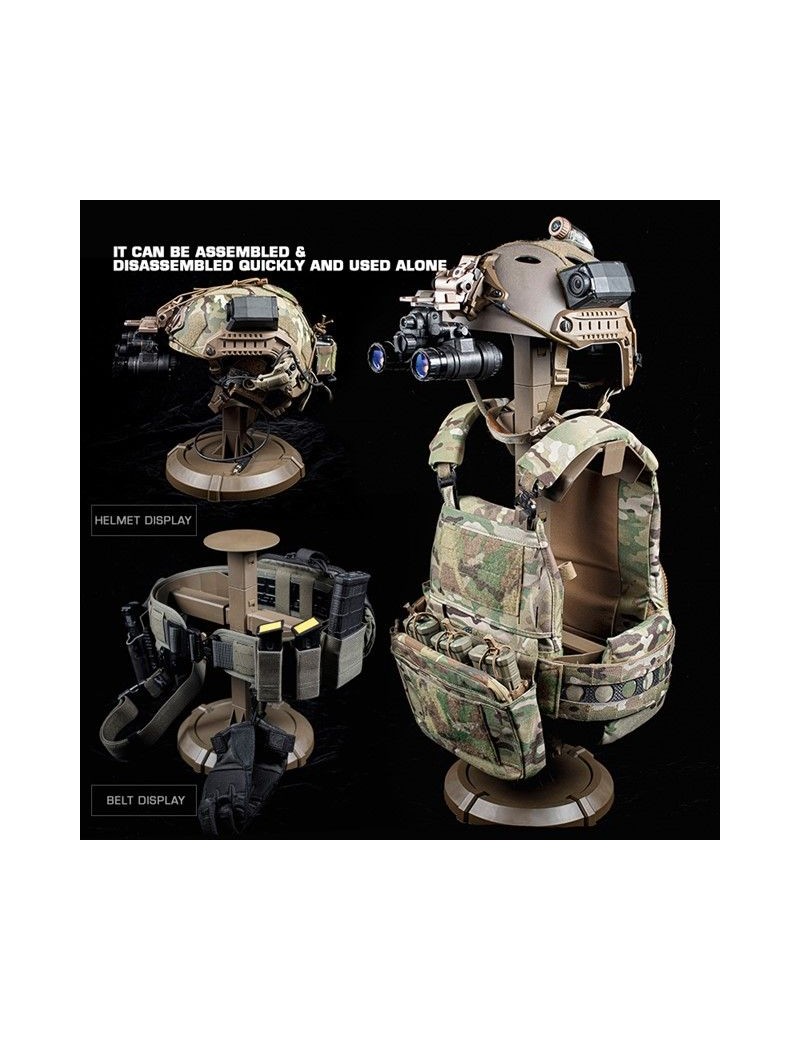Plate Carrier Body Armour and Helmet Display Stand - Tan